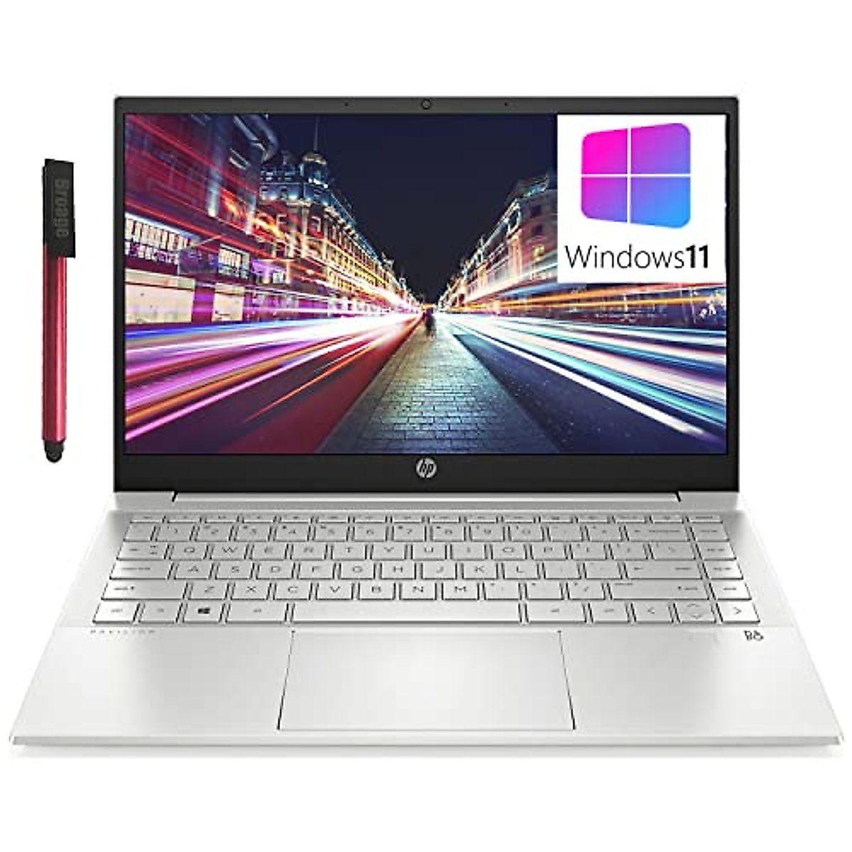 HP [Windows 11] Pavilion 14 Laptop Computer, 14" FHD 400 nits, Intel Quad-Core i7-1195G7 up to 5.0GHz, 16GB DDR4 RAM, 512GB PCIe SSD, WiFi 6, BT 5.2, Backlit KB, Fingerprint Reader, 64GB Flash Stylus