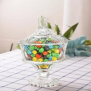 Frcctre 2 Pack Glass Candy Dish with Lid, 15 Oz Clear Covered Candy Bowl Crystal Candy Jar Cookie Jar Decorative Apothecary Jar for Party, Candy Buffet, Wedding, Christmas, Home