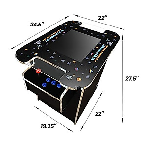 Game Classics Cocktail Arcade Game Machine with 60 Games, 2 Player, Chrome T-Molding Black Arcade Cabinet, Commercial Grade
