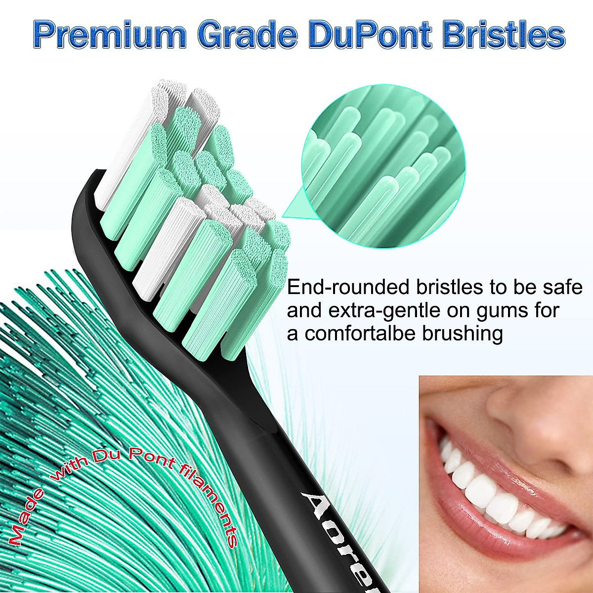 Aoremon Replacement Heads for Sonicare - Replacement Brush Heads Compatible with Philips Sonicare Snap-on Electric Toothbrush (Black),8 Pcs