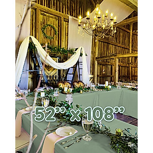3 Packs Sage Tablecloth, Christmas Plastic Green Table Covers, Disposable Christmas Party Supplies, 52 x 108‘’, Fit for 8 Ft Table, for Bridal Shower, Baby & Wedding Christmas Party Decorations