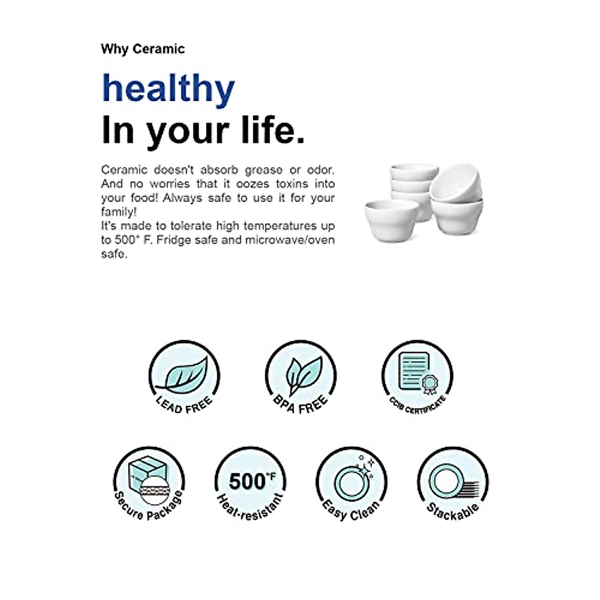 LE TAUCI Small Bowls Dessert Bowls Chili Bowls 8 Ounce Bouillon Cups for Dessert Soup Dipping Sauce Coffee Cupping - Set of 6, White