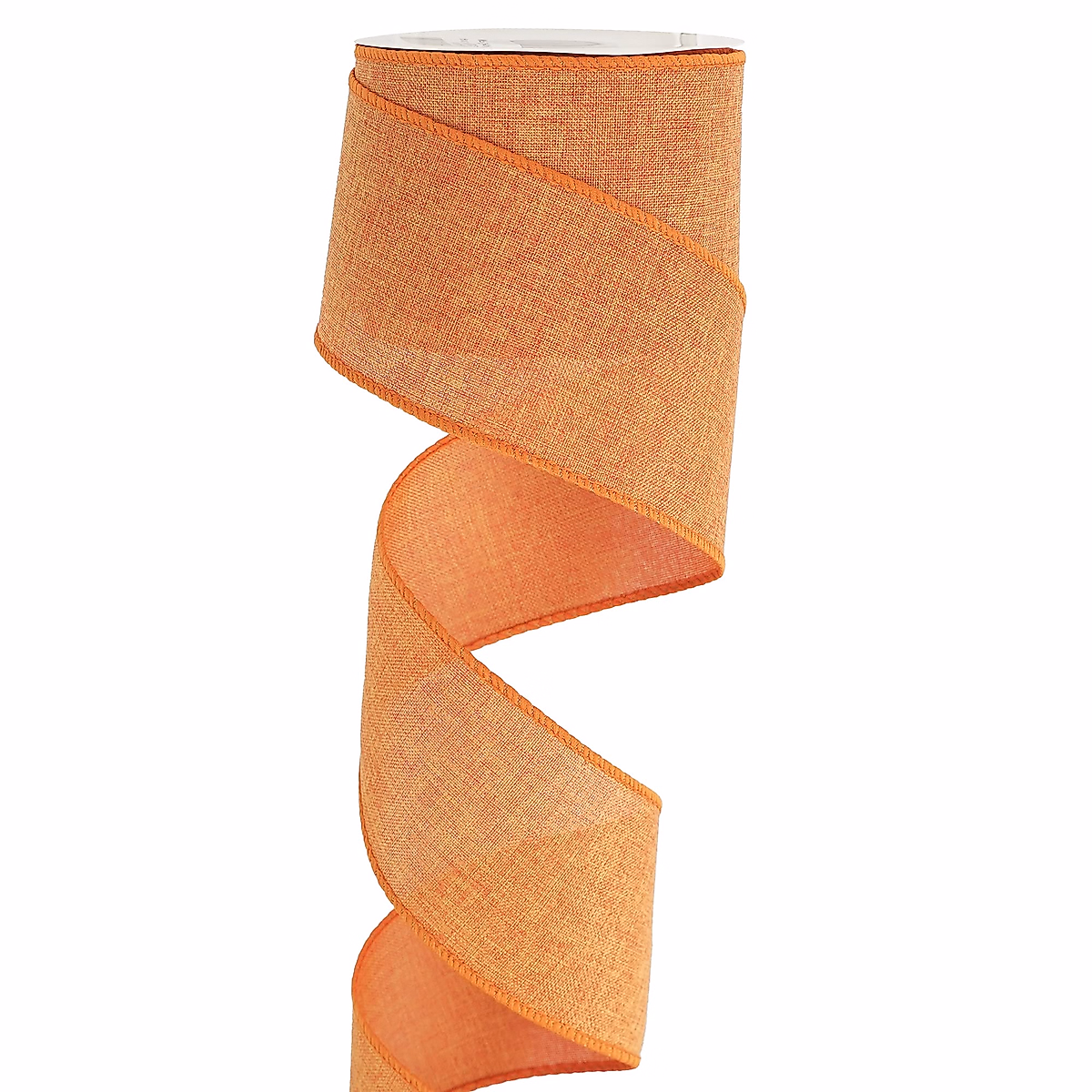 HUIHUANG Orange Wired Ribbon 2-1/2 inch Linen Orange Wire Edge Burlap Ribbon for Fall Wreaths, Bows, Craft, Garland, Swags, Gift Basket, Tree Decoration, Gift Wrapping, Home Decor -10 Yards (30 feet)