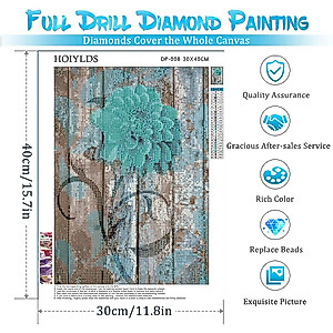 Rustic Flower Diamond Painting Kits for Adults - Farmhouse 5D Diamond Art Kits for Adults Beginner, DIY Full Drill Diamond Dots Paintings with Diamonds Gem Art and Crafts for Adults Home Wall Decor