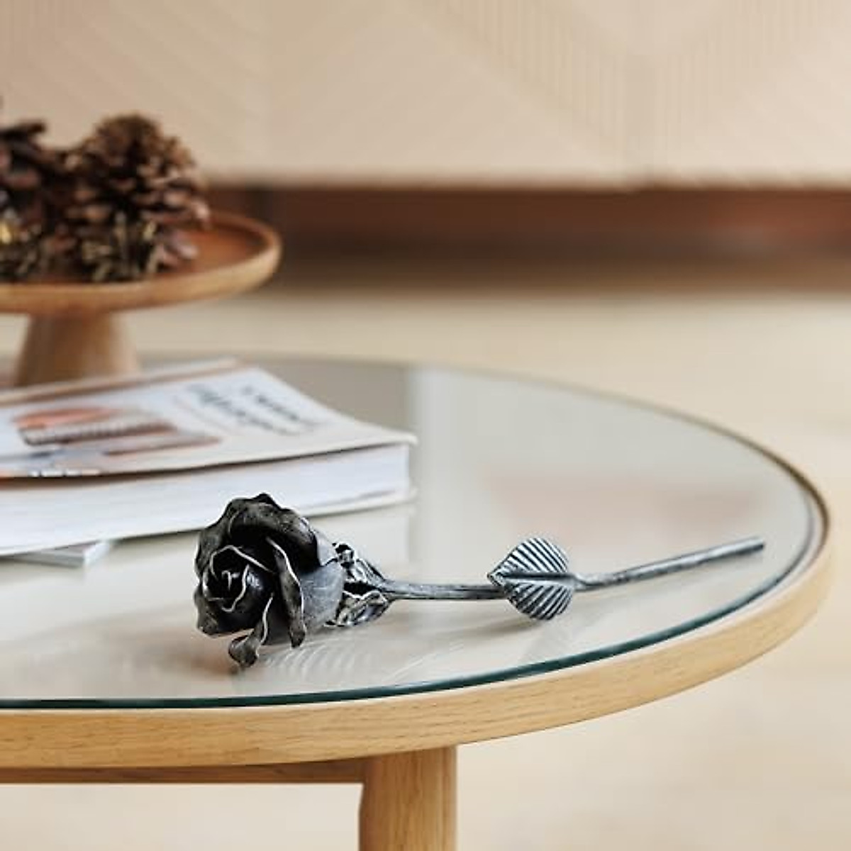 MakuliSmit 100% Hand Forged Iron Rose Sculpture - Gift of Everlasting Love - Wrought Steel Flower