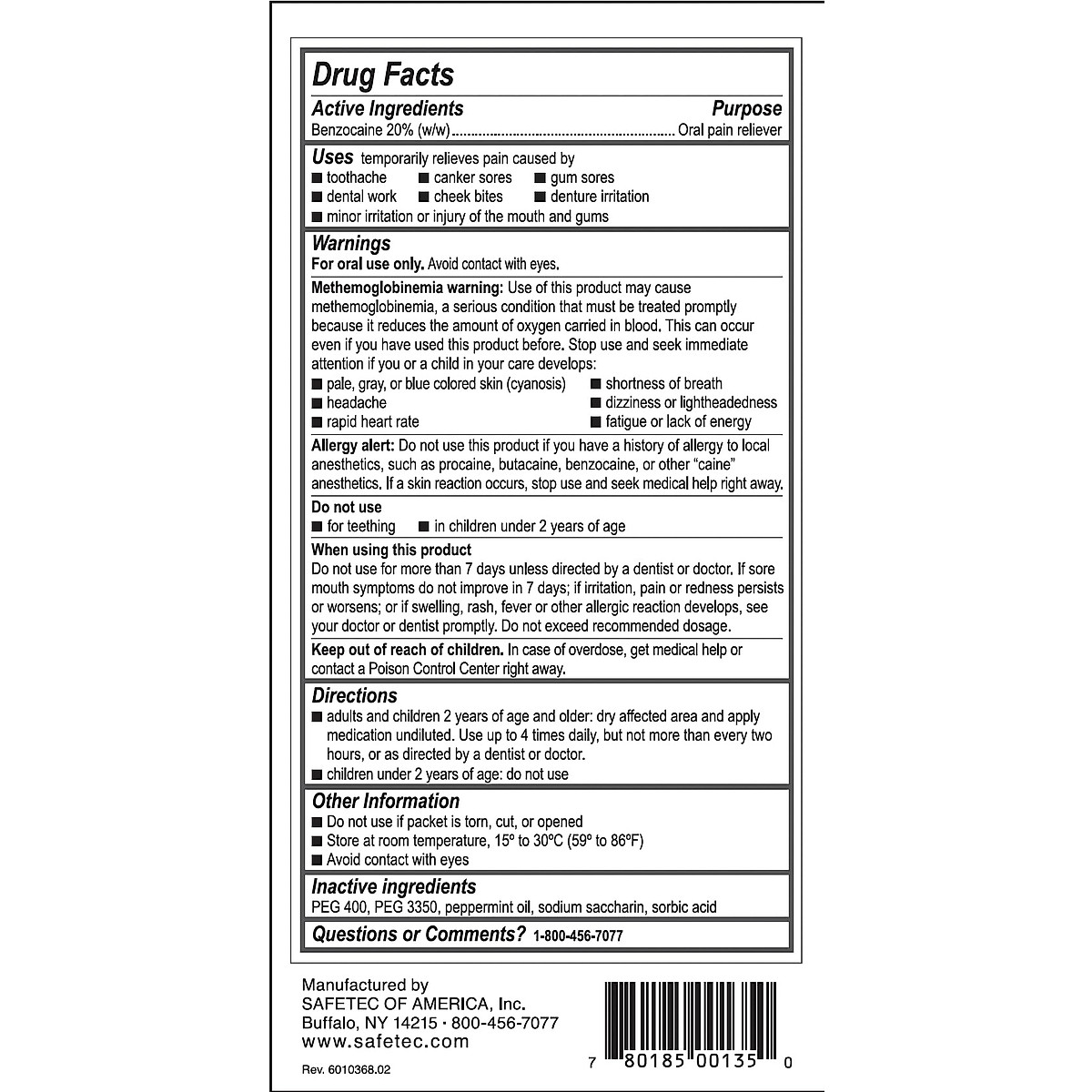 Oral Pain Relief, 0.75 Gram Packets (Box of 144)