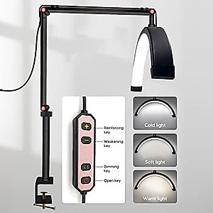 Jiawu Eyelash Led Floor Light, Half Moon Lamp for Lash Extension, 20W Led Moon Light Lighting for Beauty, Skincare, Lashes, Eyebrows, Filming Content Creation, Adjustable Brightness