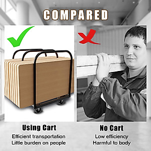 FAUENPEEY Folding Table Cart, 3 Pole Panel Cart With 4Inch Swivel Caster 8PCS Folding Table Storage Capacity Table Dolly With Gift-2PCS Straps And 4PCS EVA Mat To Store And Move Lumber,Box Etc.