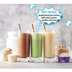 Elementi Milk Frother Wand with Double Whisk - Coffee Frother Electric Stirrer - Matcha Whisk & Drink Mixer Handheld - Hand Held Milk Frother & Electric Whisk for Coffee (Purple)