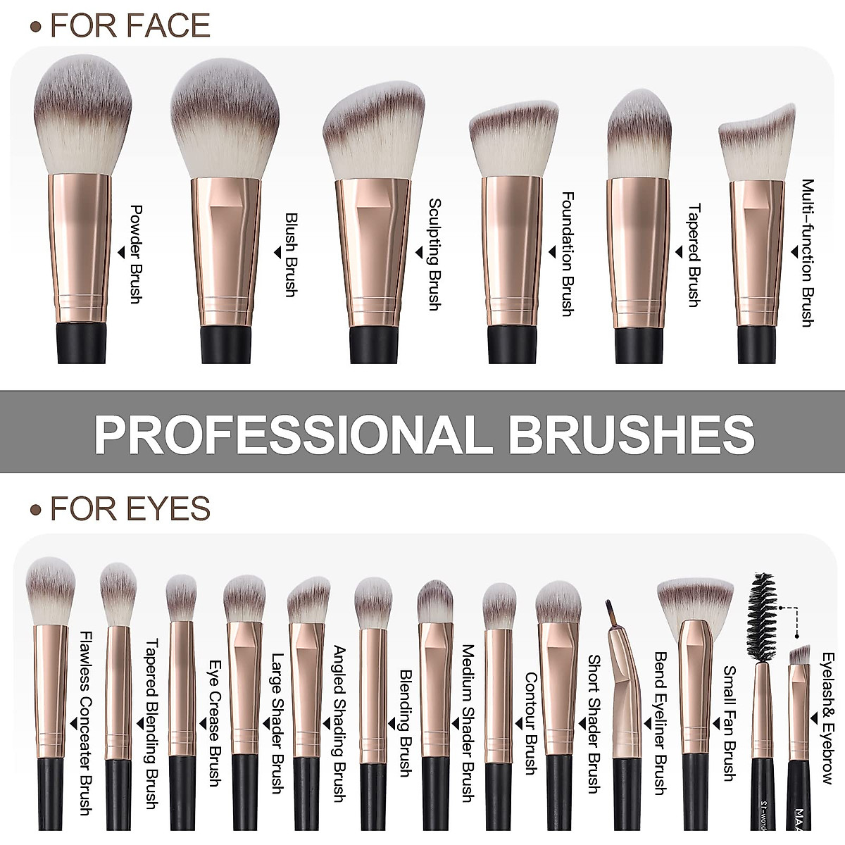Makeup Brushes, MAANGE 18 Pcs Professional Makeup Brush Set Premium Synthetic Face Kabuki Brush Kit Foundation Blush Powder Eyeshadow Brushes Set