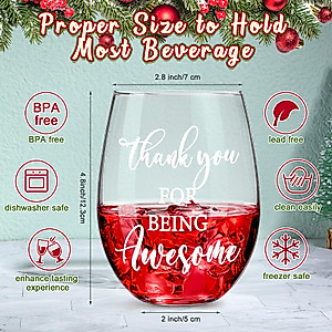 Mumufy 6 Pieces Thank You Stemless Wine Glass Gifts for Women, Inspirational 17oz Cups for Her Coworker Friends Teacher, Christmas Appreciation Birthday Thanksgiving Day Gifts Cups, 6 Styles