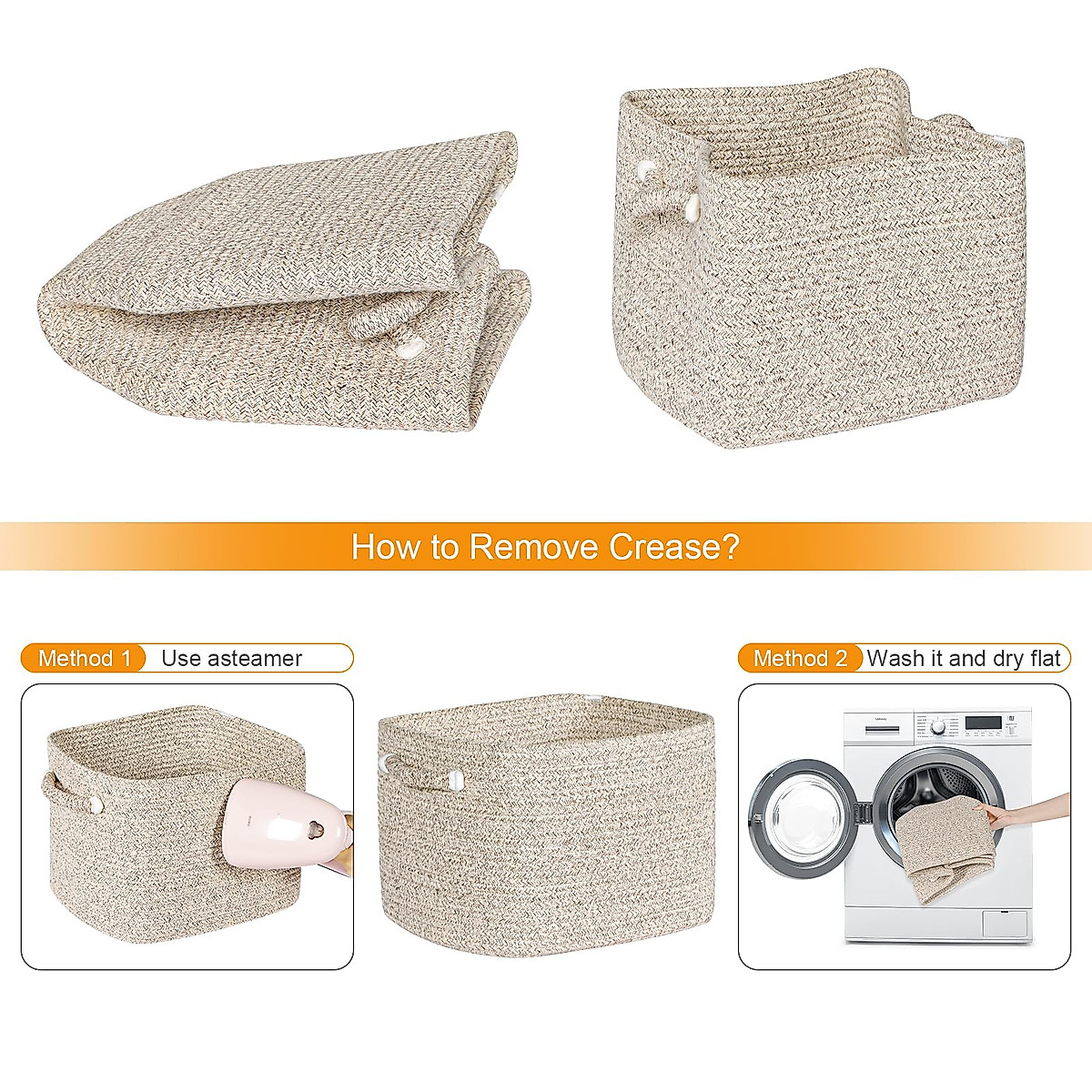 Syeeiex Cube Storage Bins, [3-Pack] 13x13x13 Storage Cube Bins, Collapsible Storage Cubes, Storage Baskets, Fabric Storage Bins for Storing Cloths, Books on Bedroom or Living Room(With Hard Bottom)