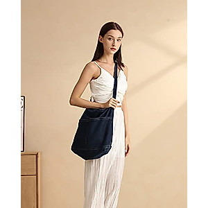 Denim Shoulder Bag for Women Hobo Tote Bag, Canvas Messenger Bag Large Crossbody Handbag, Jean Bag for Travel Work School