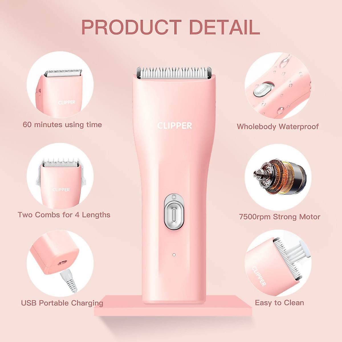 Dog Grooming Kit Clipper for Thick Coat Low Noise Cordless Cat Hair Trimmer Rechargeable Shaver Pet Grooming Tools for Small and Large Animals