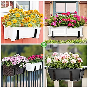 HFHOME 4 PCS Adjustable Planter Box Bracket (6 to 12.5 Inches) for Flower Box Holders, Window Boxes Planters Hooks, Heavy Duty Wall Mount Holder for Windowsills, Garden, Fences, and Balcony - Black