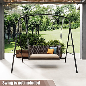 Tangkula Metal Swing Frame, Porch Swing Stand with Extra Side Bars, Heavy Duty Swing Frame Outdoor for Swing, Hammock, A-Frame Swing Stand Frame Outdoor for Lawn, Garden, Backyard