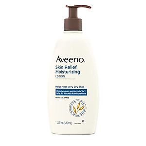 Aveeno Skin Relief Moisturizing Lotion for Very Dry Skin with Soothing Triple Oat & Shea Butter Formula, Dimethicone Skin Protectant Helps Heal Itchy, Dry Skin, Fragrance-Free, 18 fl. oz