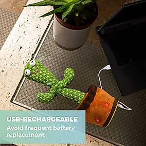 Chuchik Dancing Talking Cactus Toy for Babies - 60 Songs, 3 Changeable Outfits, Glowing LED Lights (1 Pack)