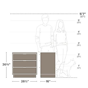 Prepac Simply Modern Nightstand Bedside Table, Natural Oak Nightstand for Bedroom, End Table with 3 Drawers 26.5" W x 26.75" H x 16" D