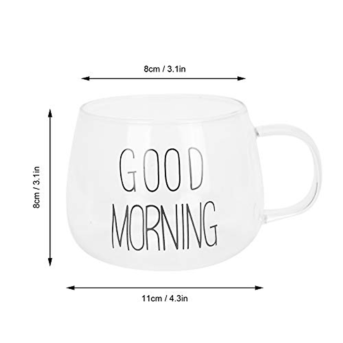 MIGONG Glass Mugs, 3.1X4.3in Borosilicate Glass for Milk Tea Coffee Cocktails and Home Coffee Shop Glass Mugs, with Handle for Homes Coffee Shops Tea Cups