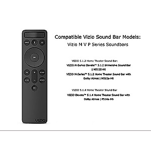 OEM Replacement Bluetooth Backlit Display Sound Bar Remote Controller fit for Vizio 5.1.2 and 5.1.4 Premium Sound Bar Home Theater System(M512a-H6, M512a-H6, P514a-H6)