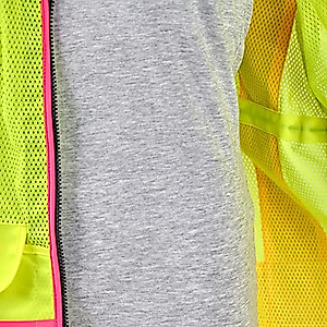 J. J. Keller & Associates, Inc. Women's High Visibility Safety Vest with Pink Trim, Type R Class 2, Medium, SAFEGEAR