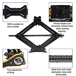 CPROSP Scissor Jack for car/SUV/MPV max 1.5 Tons(3,307 lbs) Capacity with Hand Crank Trolley Lifter with Ratchet, Just for Emergency Use, not for Weekly Projects