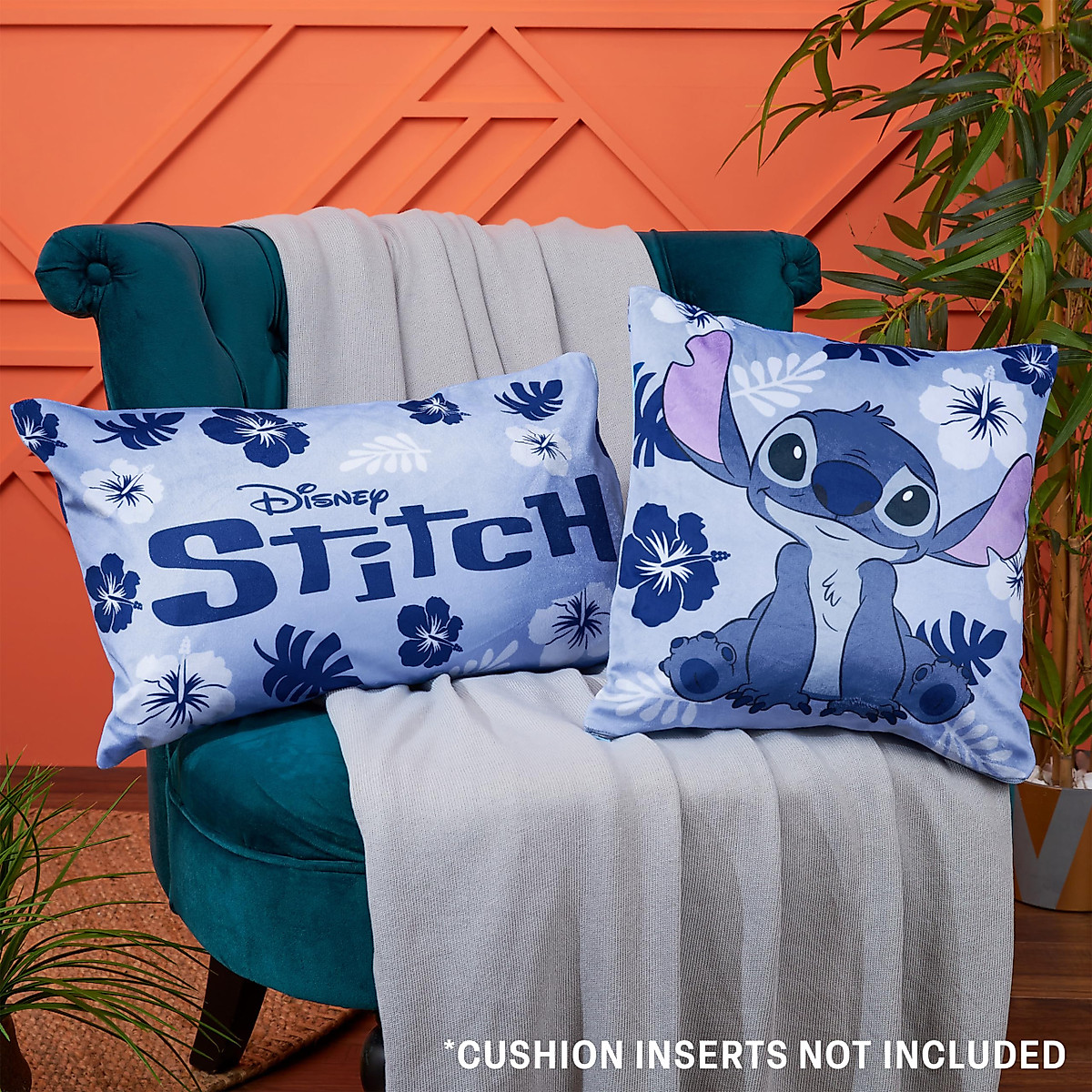 Disney Stitch Cushion Covers - Set of 2 Home Decor 50 x 30cm and 35 x 35cm Women Teenagers Kids Cushions - Stitch Gifts (Blue Stitch)