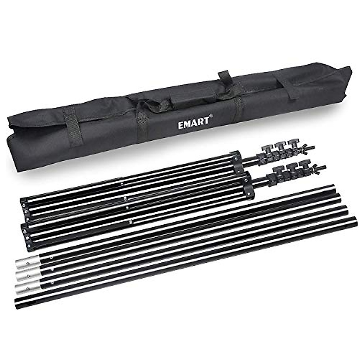 EMART Photo Video Studio Backdrop Stand Kit, 8.5x10ft Adjustable Photography Green Screen Support System with 3 Muslin Backgrounds for Photoshoot (Black White Green)