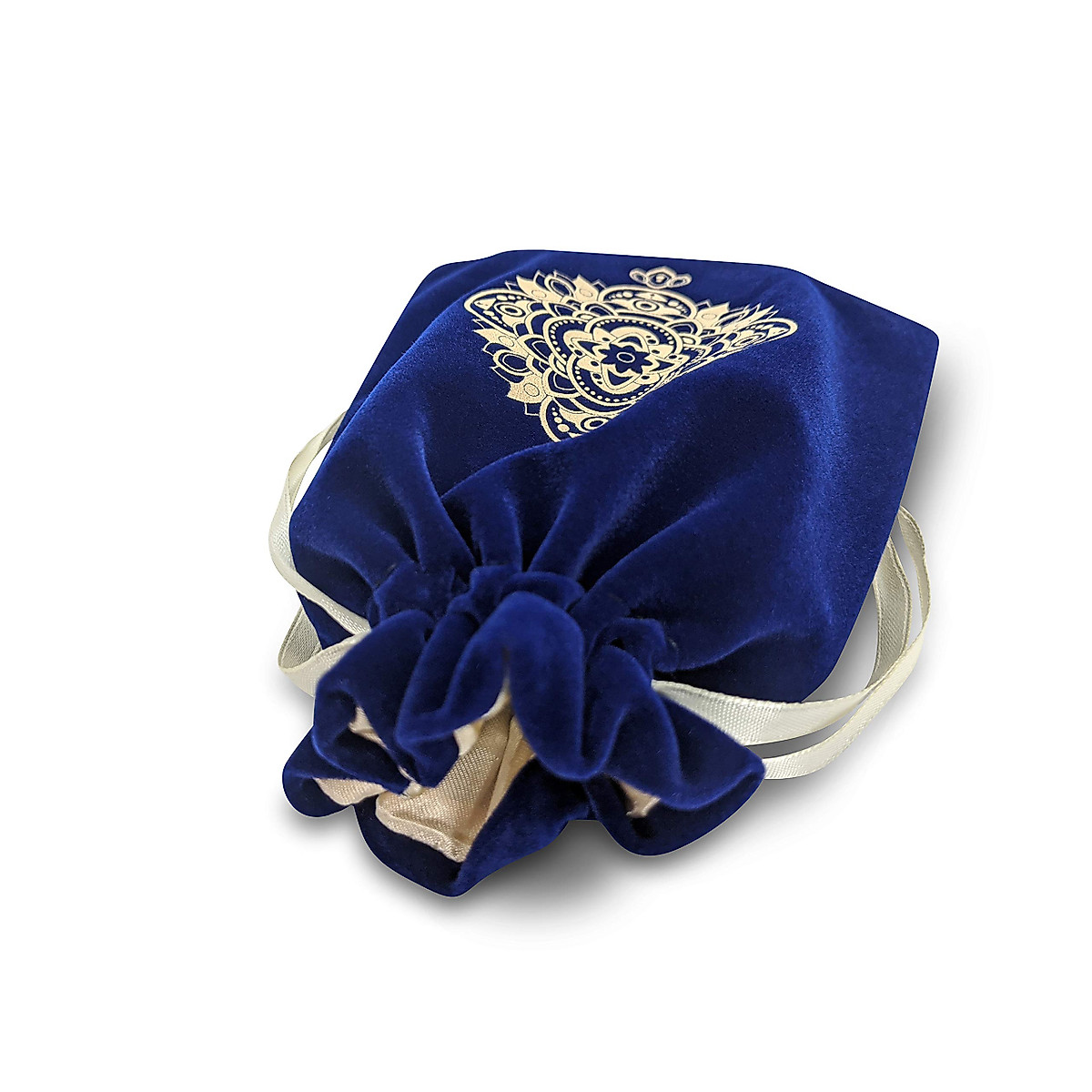 Miriyan Spiritual Mandala Tarot & Dice Bag I Velvet & Satin Drawstring Pouch Ideal Size for Tarot & Oracle Cards, DND, D&D, Dungeons and Dragons Accessories, Runes & Jewelry I Travel Gift Bag (Blue)