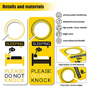 4 Pack Shh Baby Sleeping Door Sign, Dont Ring Doorbell Sign Baby Sleeping Sukh Do Not Knock Or Ring Doorbell Sign PVC Plastic