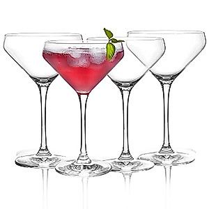 JEKOSEN Crystal Martini Cocktail Glasses 11 Ounce Set of 4 With Premium Gift Box Premium Strong Lead-Free Clear