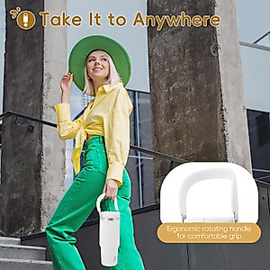 VUSIGN 30 oz Tumbler with Handle and Flip Straw, Stainless Steel Vacuum Insulated Water Bottle Travel Mug Thermal Cup for Home, Office, Car, Outdoors, Sports, Cream