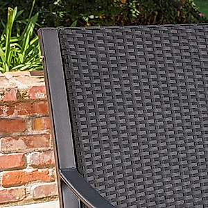 Christopher Knight Home Muriel Outdoor Wicker Rocking Chair, Black/White Cushion