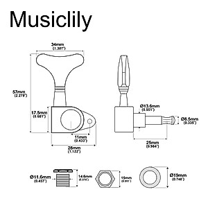 Musiclily Pro 4 Inline Sealed Bass Tuners Tuning Pegs Keys Machine Heads Set for 4 String Precision Jazz Bass, Black
