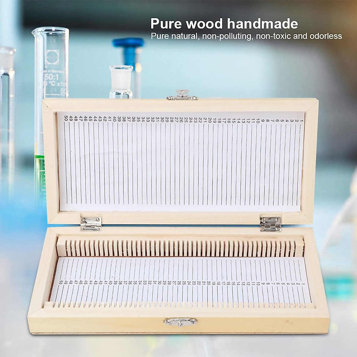 Microscope Slide Box Large-capacity Biological Slide Storage Box Wooden Storage Box for Slice Collection