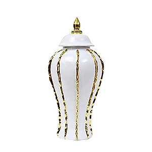 Porcelain Ginger Jar Storage Organizer Decoration Handicraft Floral Display Ceramic Flower Vase Temple Jar for Office Party Home Livingroom Bedroom Weddings Desk