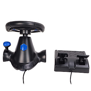 Racing Steering Wheel Driving Wheel, Gaming Steering Wheel 180 Degree Rotation with Floor Pedals for PC