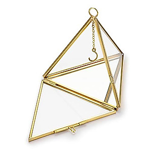 Hipiwe Jewelry Ring Display Holder - Glass Ring Holder Geometric Glass Ring Jewelry Box Wedding Ring Bearer Gift Box Hanging Prism Ring Stand Proposal Ring Display Case (Triangular pyramid)