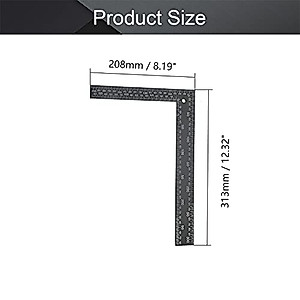 Utoolmart Right Angle Ruler, 200mm × 300mm Carbon Steel L Shape Ruler, 90 Degree Square Tool, Framing Tools for Carpenters, Black