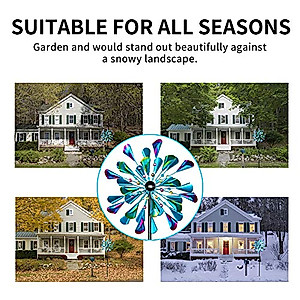 DECOROCA Kinetic Wind Spinners Outdoor Metal - 72 Inches Wind Catchers Spinner for Outdoor Yard Patio Lawn Garden Decorations, Double Windmill Sculptures with Stable Metal Stake