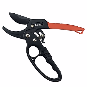gonicc 8" Professional Ratchet Anvil Pruning Shears (GPPS-1011), Ratcheting Mechanism, Anvil groove design, Reinforced Design Handle, Garden Shears Clippers, Anvil Pruner, Hand Tools Scissors Loppers