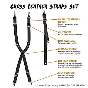 Under NY Sky Real Leather Strap for Apron - Cross Shoulder & Waist Set (Black)