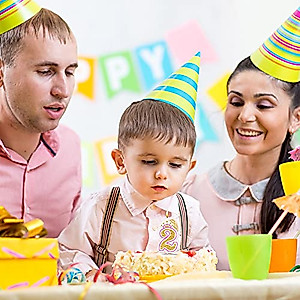 Happy Birthday Number Candle Pink Glitter Candle Crown Cute Cake Candle for Anniversary Wedding Party Cake Topper Decoration, 4.1 x 1.4 Inches (Number 2 Style)