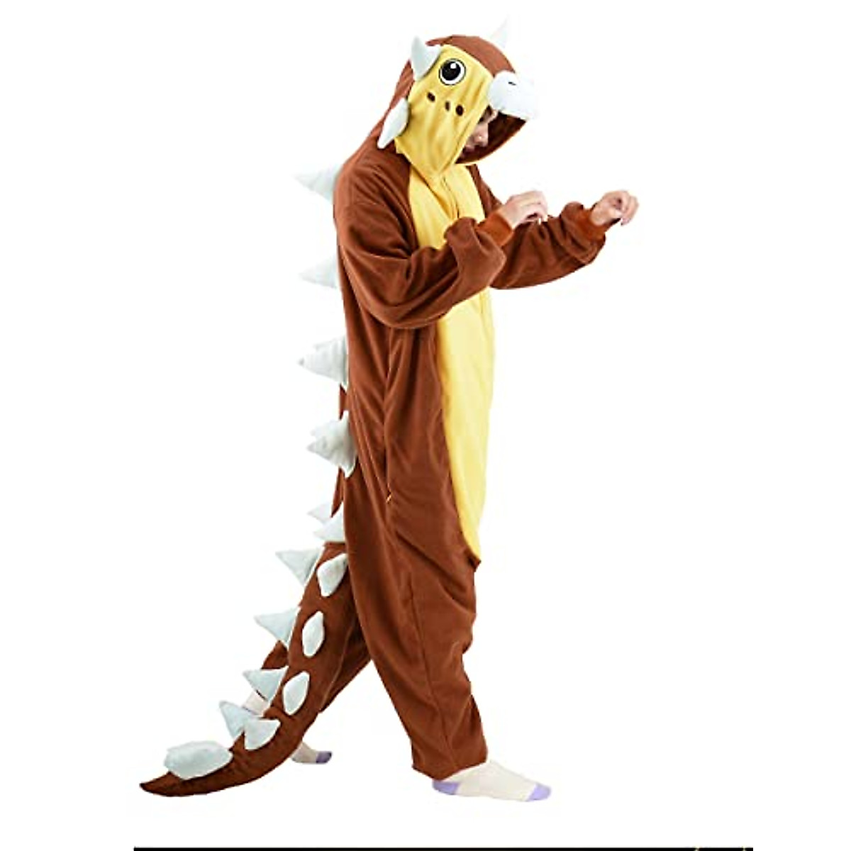 Animal Ankylosaurus Onesie Pajamas Adult Dinosaur Cosplay Costume One Piece Jumpsuit for Women and Men