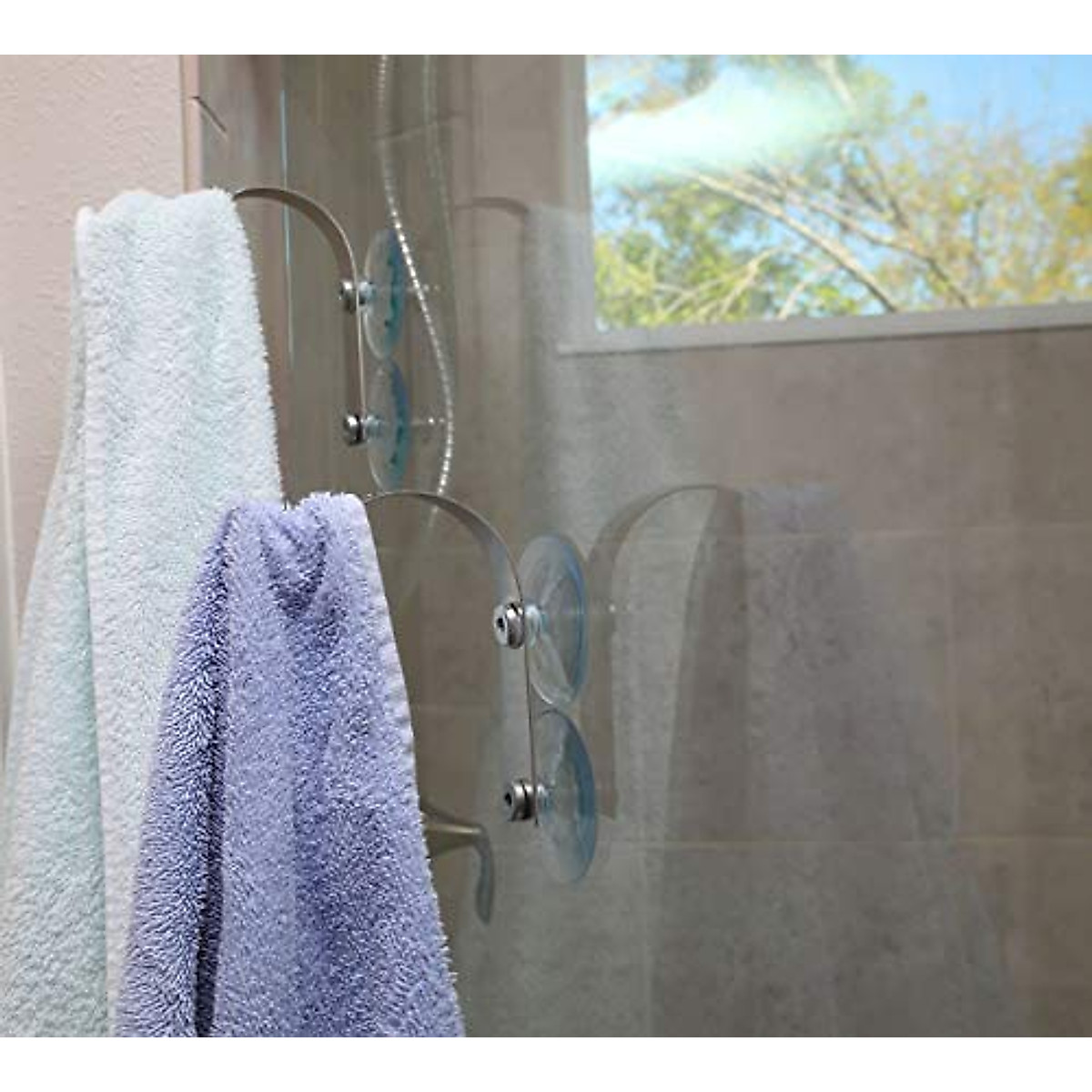 Spiral - 2-Pack Suction Cup Stainless Steel Hanger - Strong Heavy Duty for Garden, Kitchen and Bathroom, Hanging Bird Feeders, Plants, Wind Chimes, Wreath, Towel, Bathrobe and Loofah