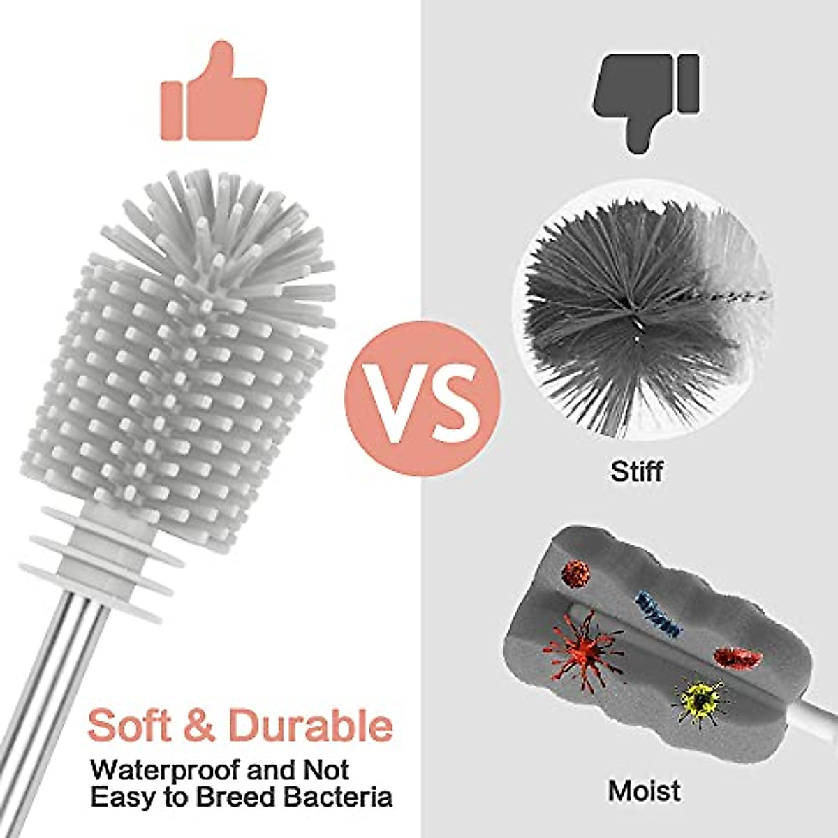 haakaa Silicone Cleaning Brush Kit - SUVA Grey - Bottle Brush for Breast Pumps, Breast Milk Collector, Baby Bottles, Nipples, Breastmilk Storage Bags