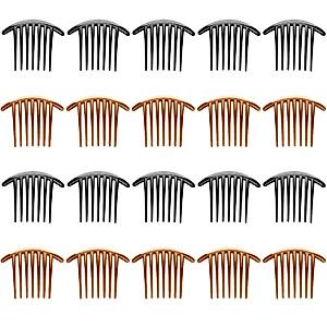 20 Pieces 7 Tooth French Style Twist Comb Plastic Hair Side Combs Hair Accessory for Women (Black and Brown)