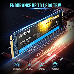 INLAND Performance SSD 2TB PCIe 4.0 M.2 Internal Solid-State Drive NVMe Gen4 x 4 with DRAM Up to 5,000 MB/s, 3,600 TBW 3D TLC NAND
