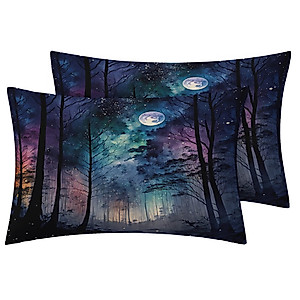 zcwl Fantasy Forest Duvet Cover Queen Size | Mystical Woodland Bedding Set | 3 Piece | Soft Microfiber Patterned Comforter Cover with Zipper Ties & 2 Pillowcases | Fantasy Bedroom & Room Decor